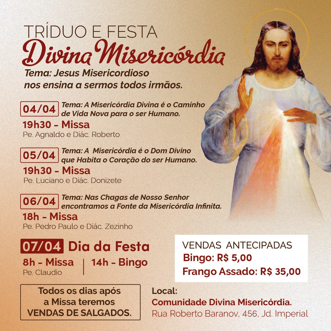Tríduo e Festa Divina Misericórdia 2024. « Paróquia N. Sra. do Perpétuo Socorro